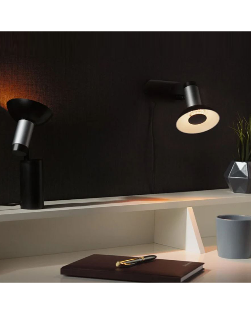 Spot 100mm LED 4,9W GU10 negro y dorado 1900K Regulable en 3 pasos