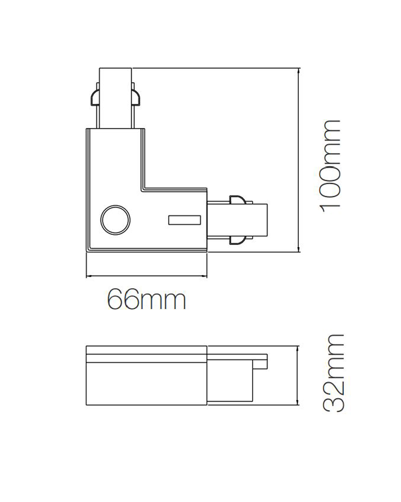 Right L-joint connector for 3-phase universal track