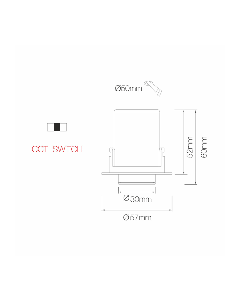 Aluminum matt black mini LED projector 5.7cm 45º CCT Switch 2700K/3000K ...