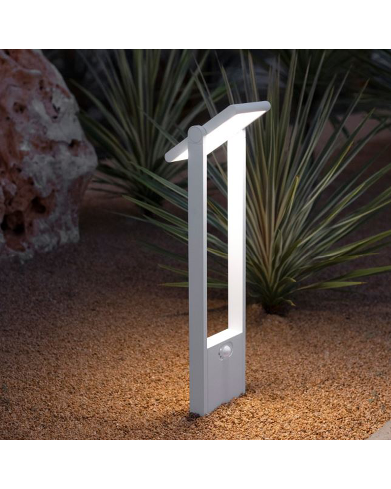 Solar bollard 60cm high Aluminum white color movement sensor automatic ...