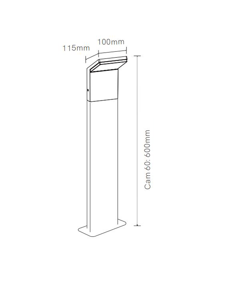 LED Outdoor bollard light 60cm high in black aluminum IP54 9W