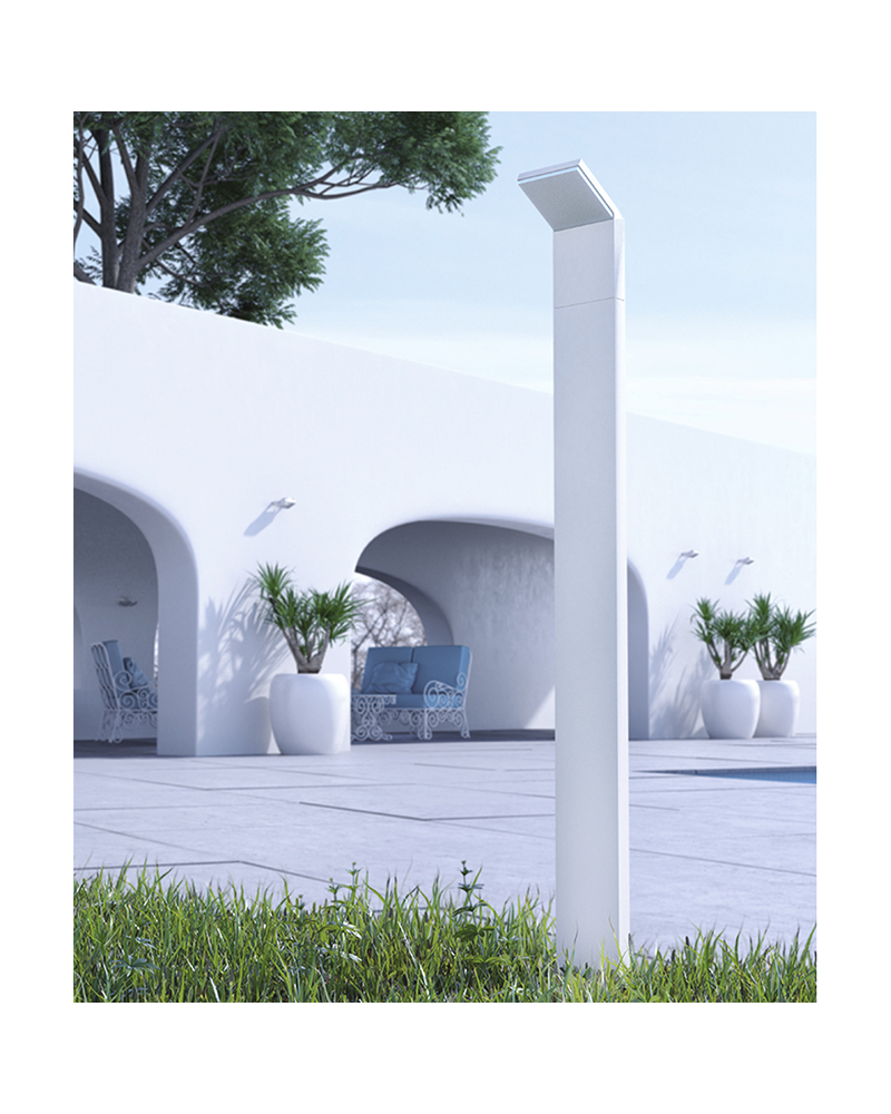 LED Outdoor bollard light 110cm high in white aluminum IP54 9W