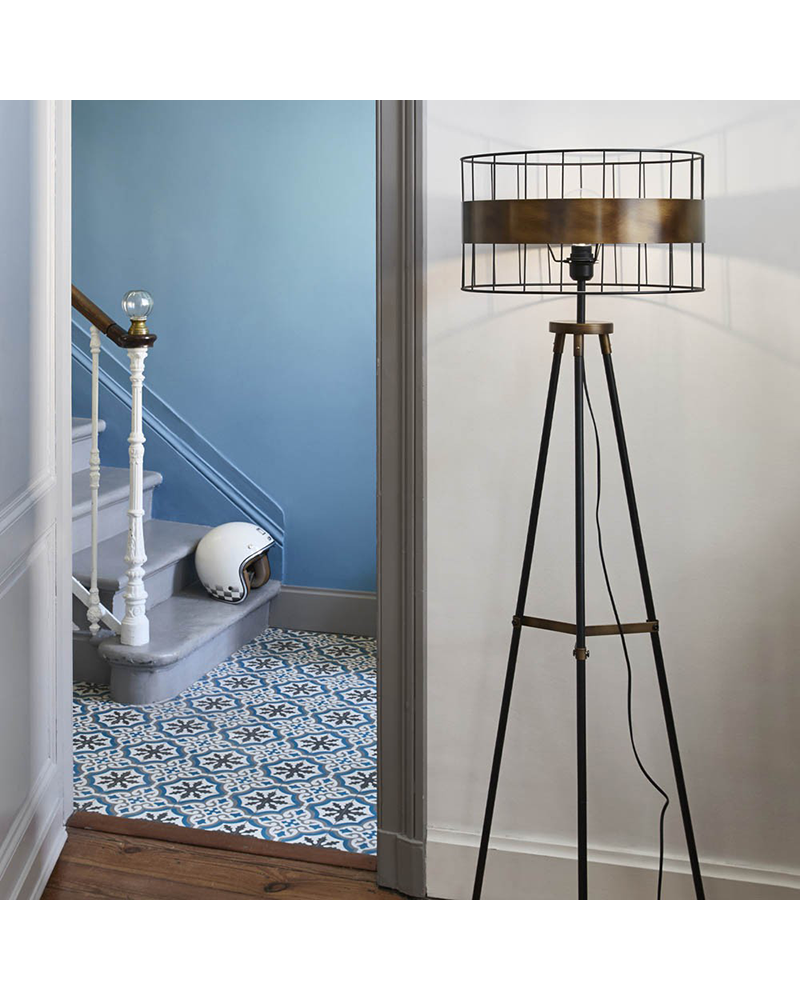 Floor lamp 160cm with black and bronze metal rods 40W E27