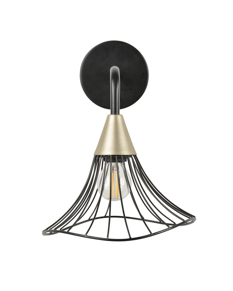 Wall light 20cm black metal rods E14 40W