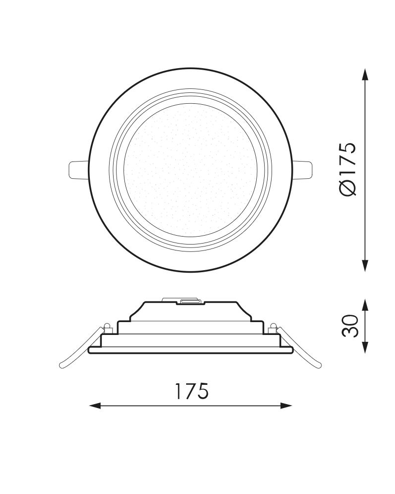 Round downlight grey frame LED recessed 14W 17.5cm