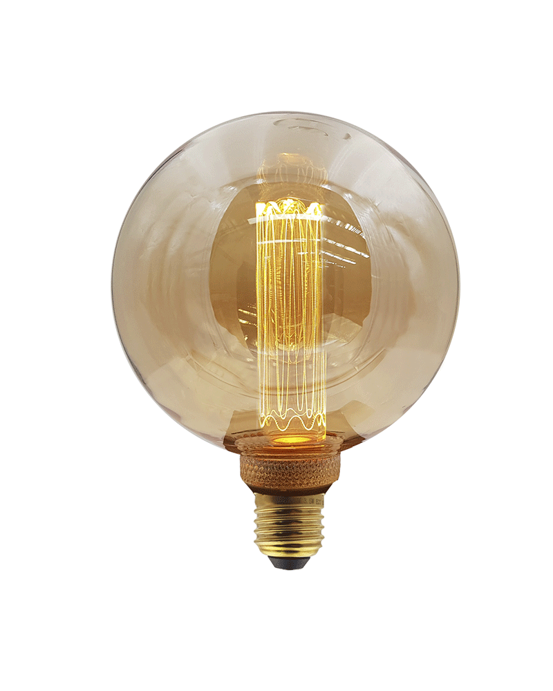 Bombilla Vintage Globo Ámbar 125mm filamentos LED Regulable E27 3,5W 3600K 120Lm