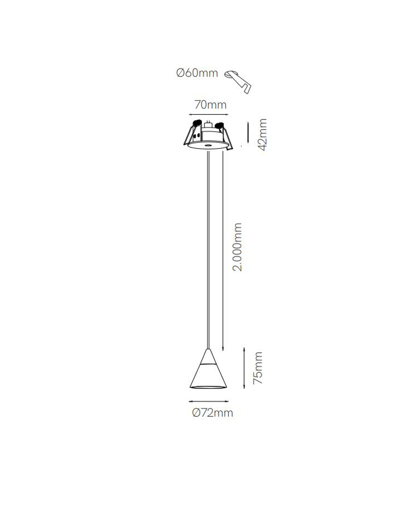Recessed pendant lamp 7W LED aluminum 3000K