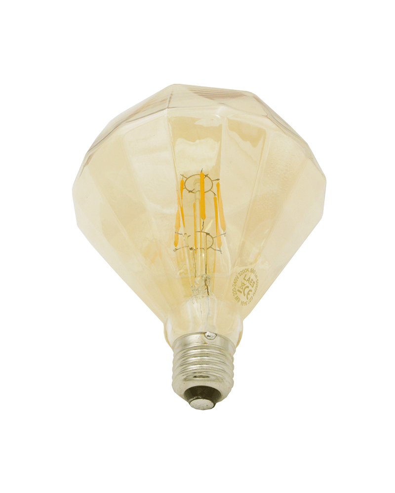 LED Diamond Bulb 1 Amber 110 mm. 5 W LED filaments Dimmable E27 2200K ...