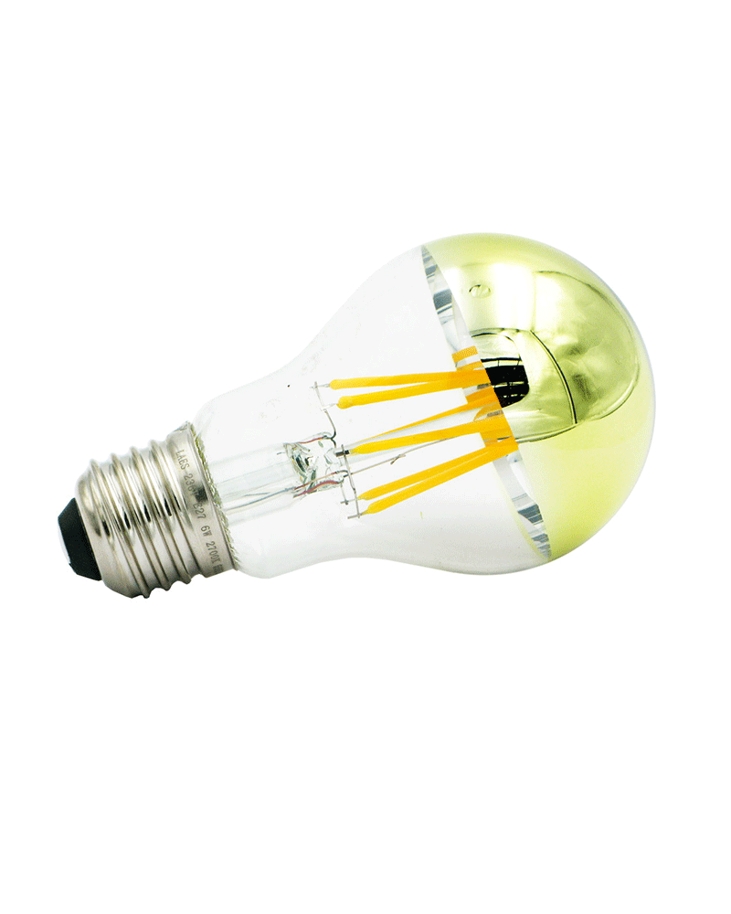 LED Standard Gold Mirror Dome Light Bulb 60 mm. Dimmable LED filaments ...