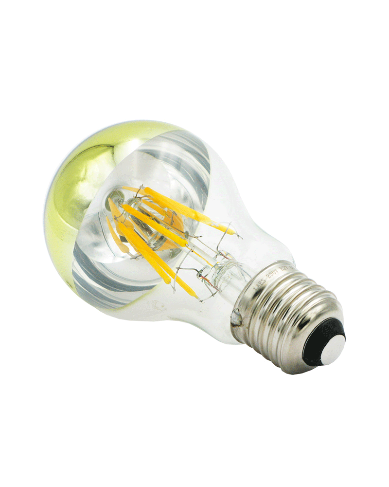 LED Standard Gold Mirror Dome Light Bulb 60 mm. Dimmable LED filaments ...