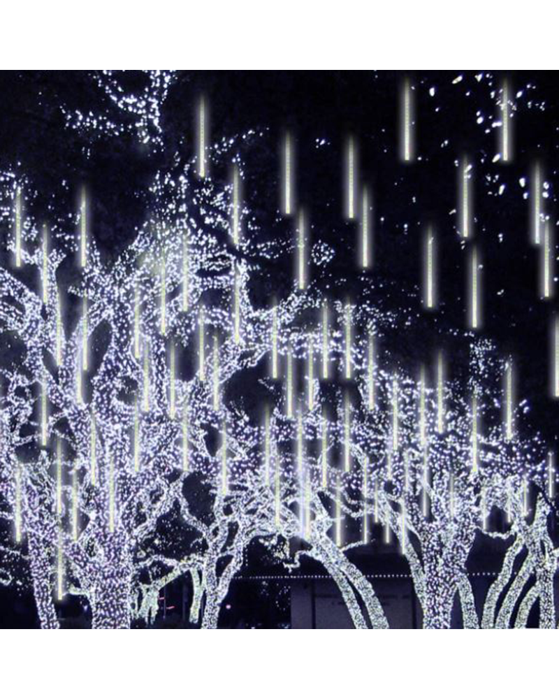 Luces meteoro 144 LEDs 60cm 1,5W luz blanca fría apto para exteriores IP44