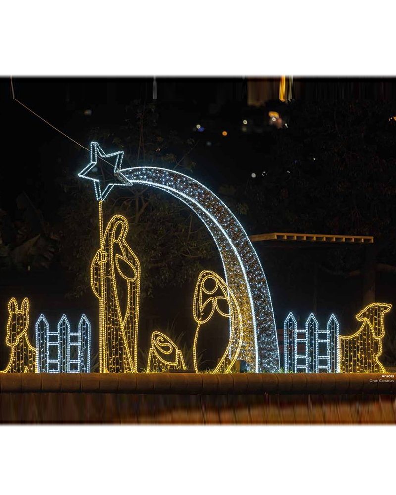 3D LED Christmas Nativity Scene With 5 Figures Kite Fences And Gate