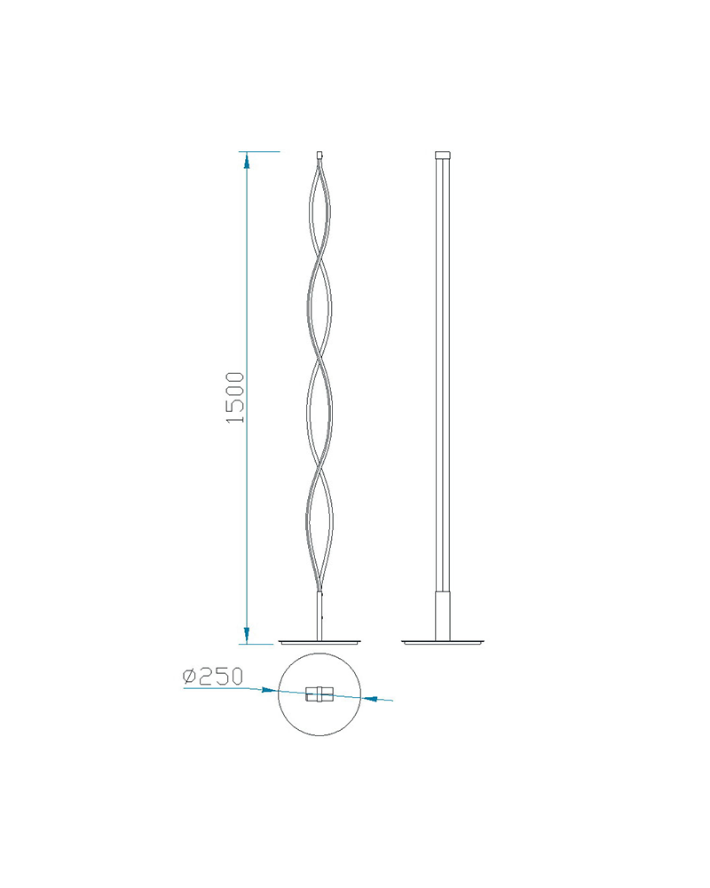 Floor lamp 150cm LED in acrylic aluminum and silver finish steel 20W ...