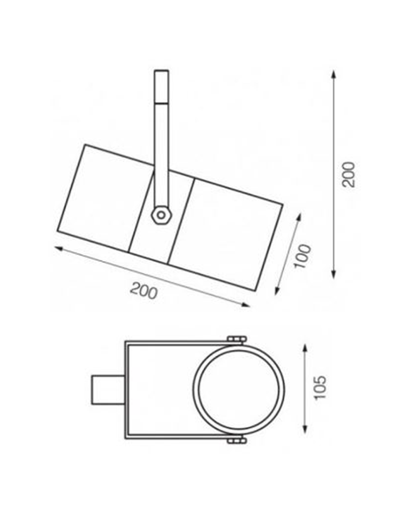 Rail spotlight 14.5cm diameter in aluminum E27 two-phase