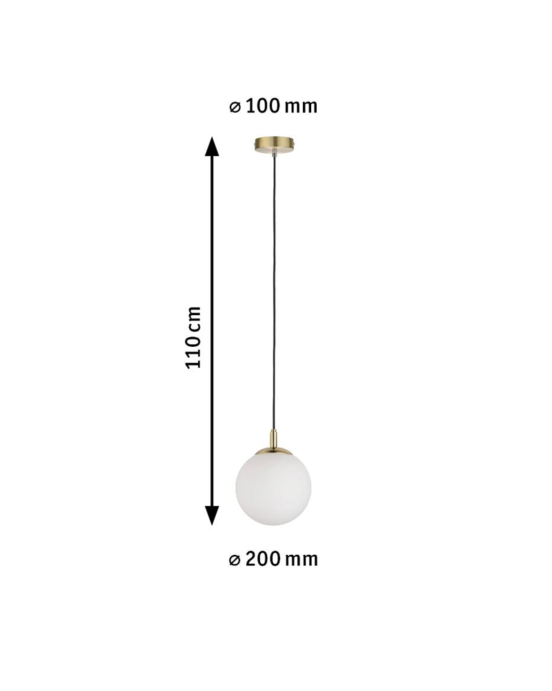 Ceiling lamp 20cm with sphere-shaped glass lampshade and brass finish ...