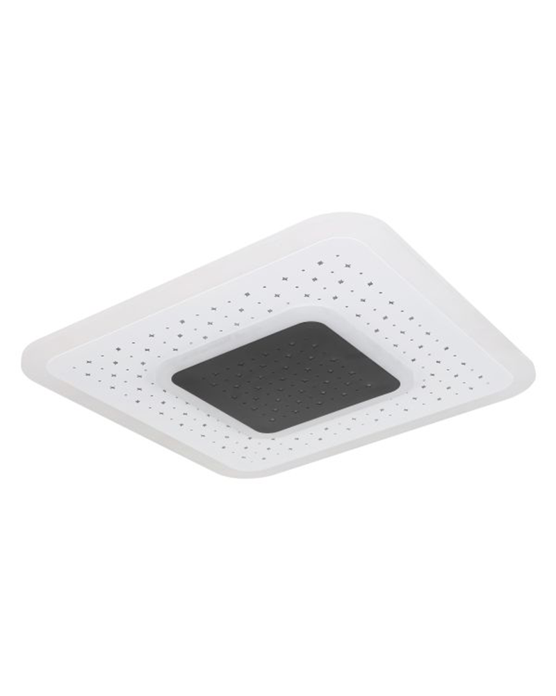 LED ceiling lamp 46cm square metal and acrylic, white and opal finish ...