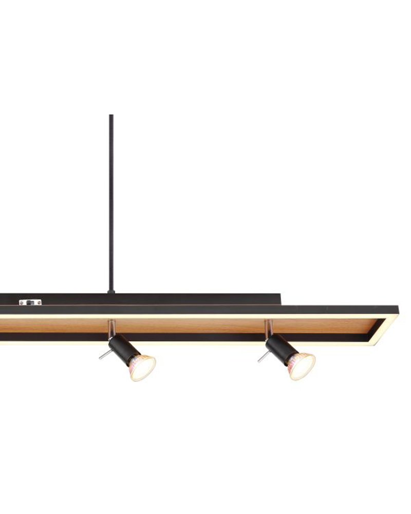 Lámpara de techo 116cm LED 30W con cuatro focos 4xGU10 48W de metal y ...