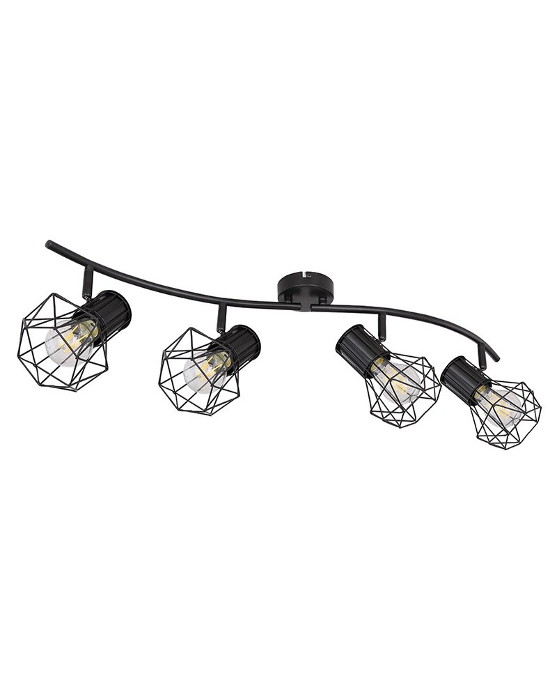 Industrial vintage ceiling strip with 4 oscillating spotlights, black ...