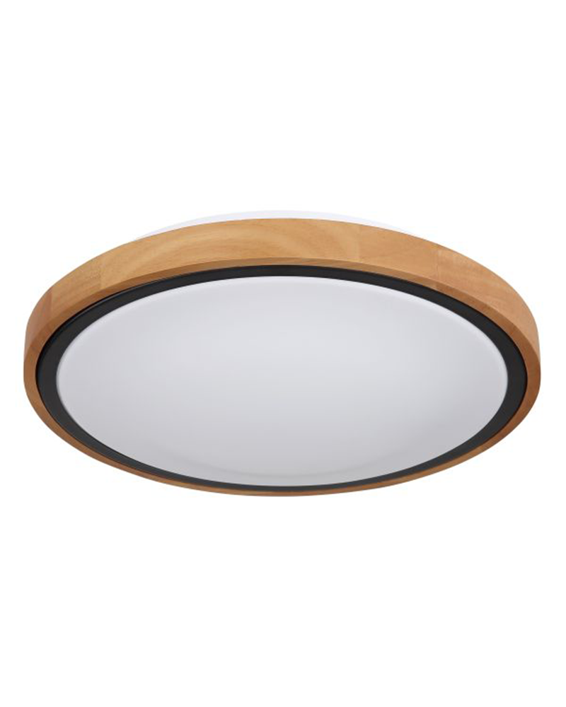 Plafón LED techo 30,5cm de metal, acrílico y madera negro opal y marrón 12W