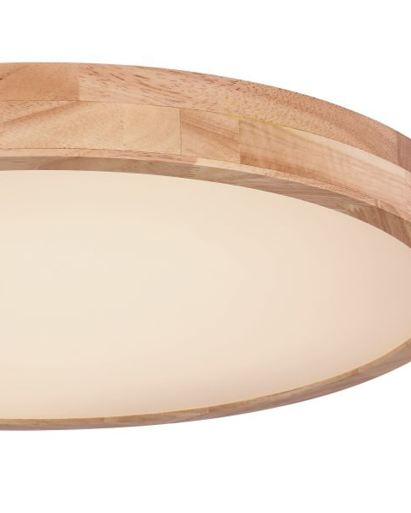 LED ceiling lamp 60cm in metal, white and wood finish, 48W CCT Switch ...