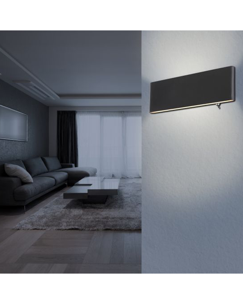 LED wall light lower and upper black finish 22.5cm wide 8W 3000K