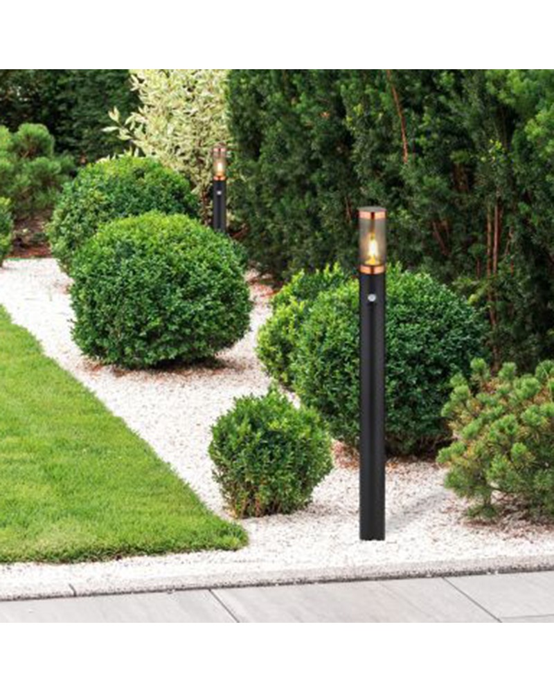 Outdoor beacon 170cm stainless steel black and copper finish 3xE27 23W IP44