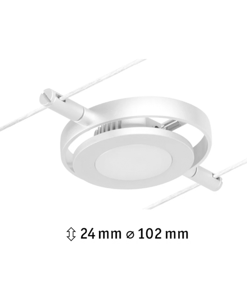 LED cable system 4x4W, RoundMac 230V / 12V DC matt white