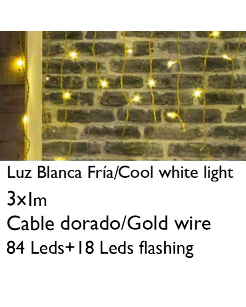 LED curtain 3x1m ice effect icicle cool light gold cable connectable ...