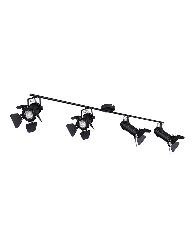 Vintage ceiling batten with 4 Cinema Stage spotlights 110cm 4 X GU10 ...