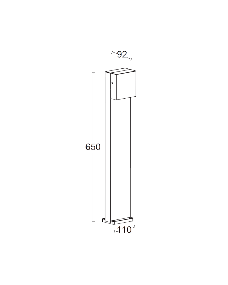 Outdoor LED beacon 65cm aluminum black finish 9.5W 3000K