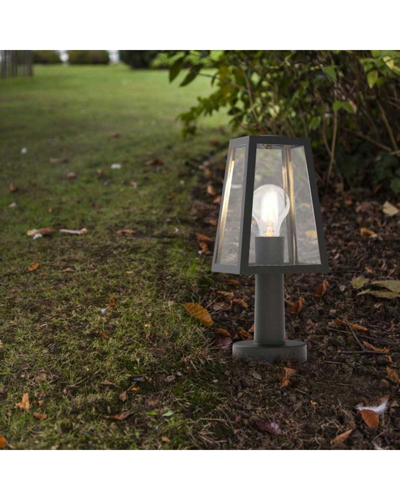 Outdoor beacon 33.8cm in aluminum and glass with black finish E27 IP44