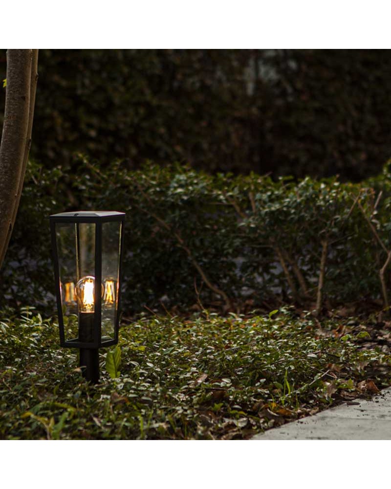 Outdoor beacon 42.6cm in aluminum and glass with black finish E27 IP44