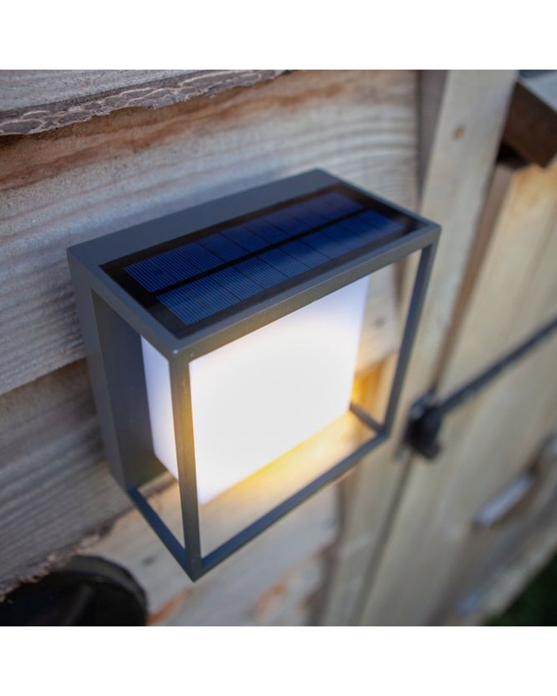 Dark grey outdoor wall light SOLAR 16.5cm aluminum and PC LED 3W IP54 ...