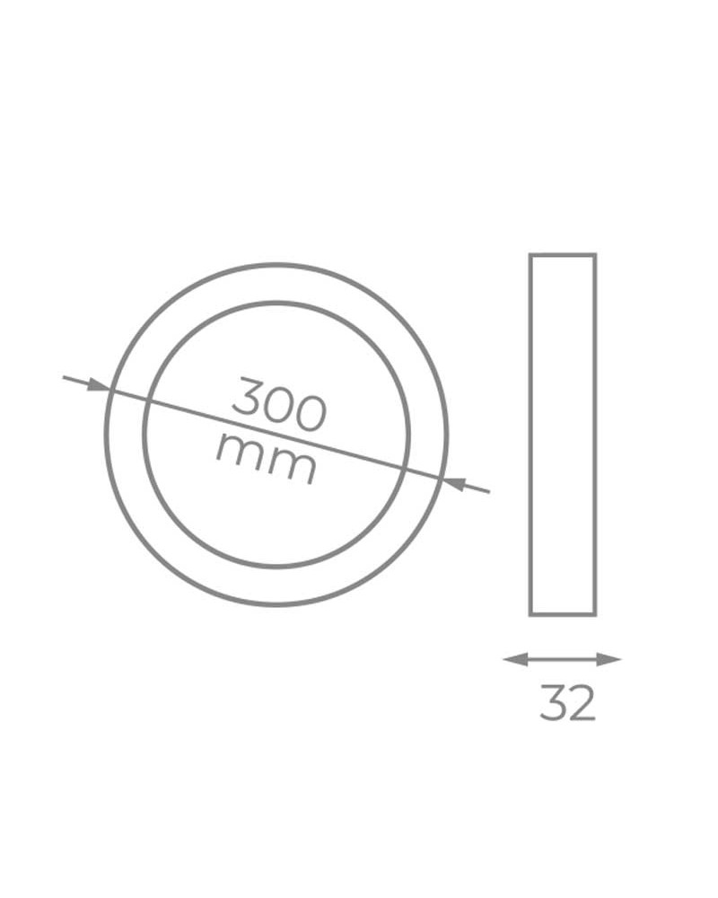 LED ceiling surface downlight 25W CCT 30cm black 3000ºK 4000ºK 6000ºK