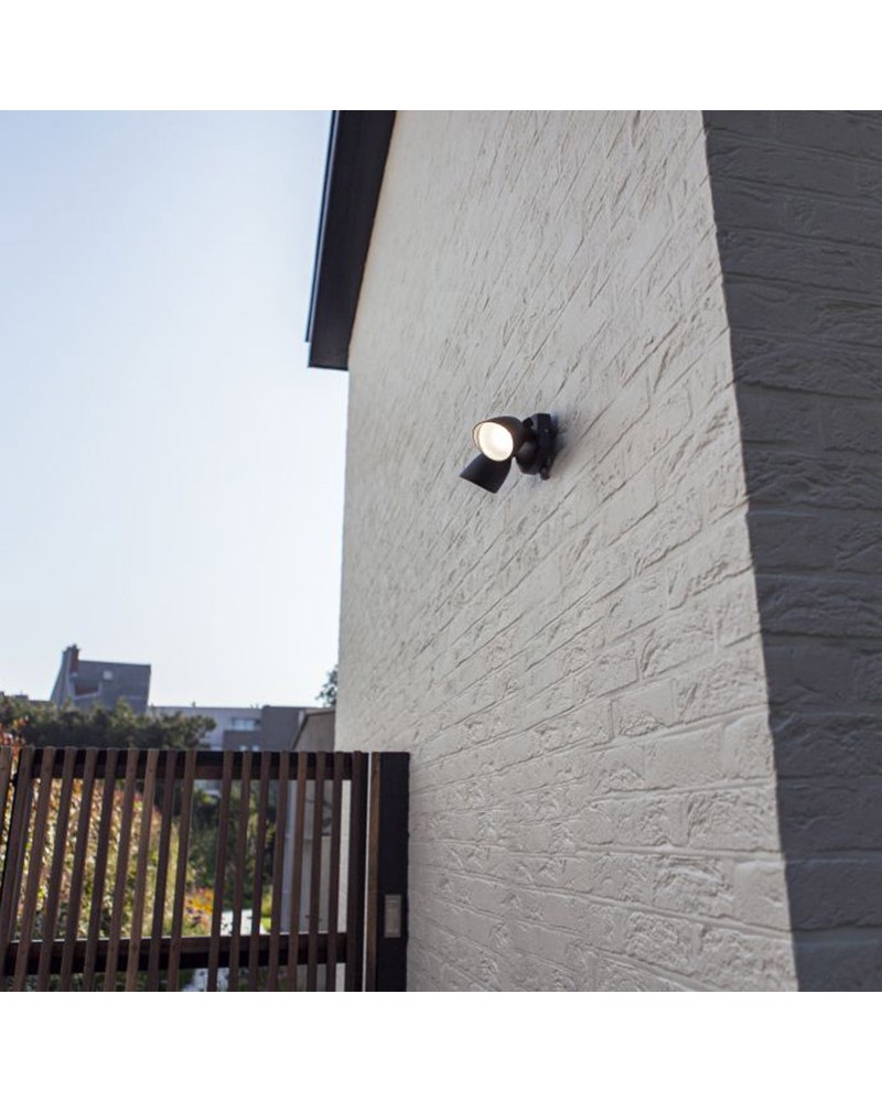 Double outdoor wall light 25.3cm LED 23.5W in aluminum and black PC ...