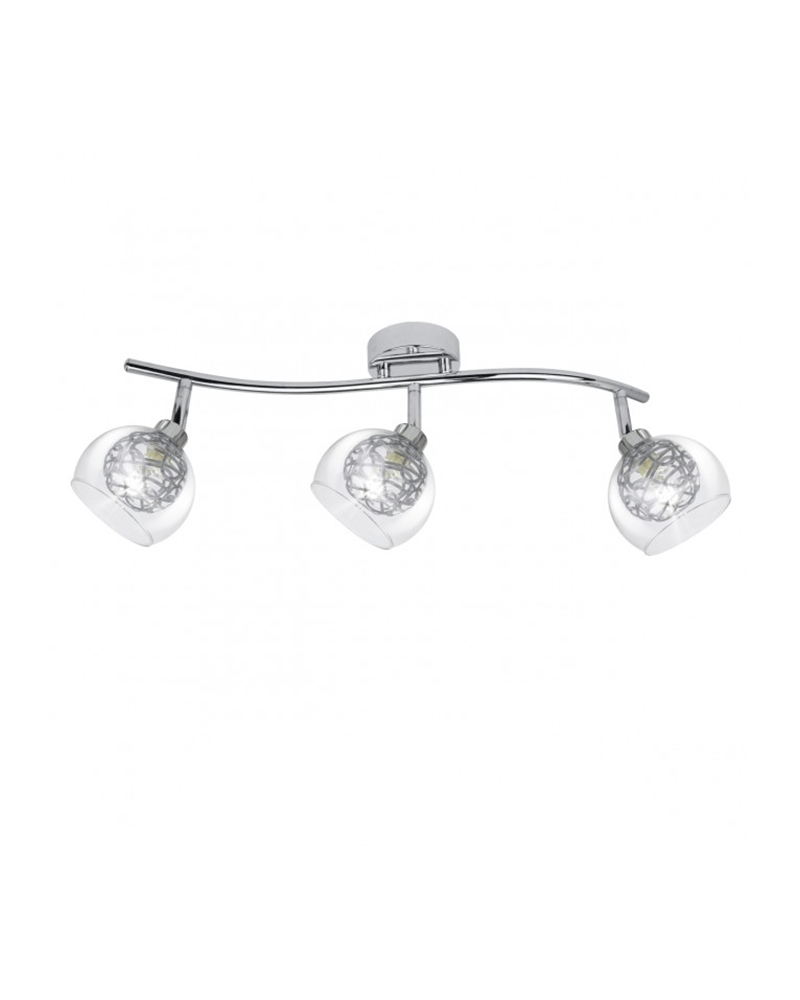57cm strip 3 adjustable spotlights in glass + chrome metal 40W G9