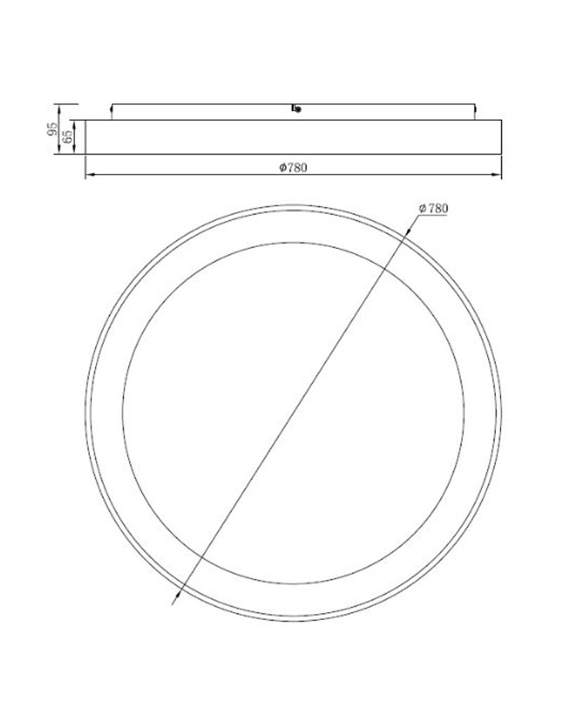 LED Ceiling light 78cm diameter 62W metal and acrylic CCT 2700K/4000K ...