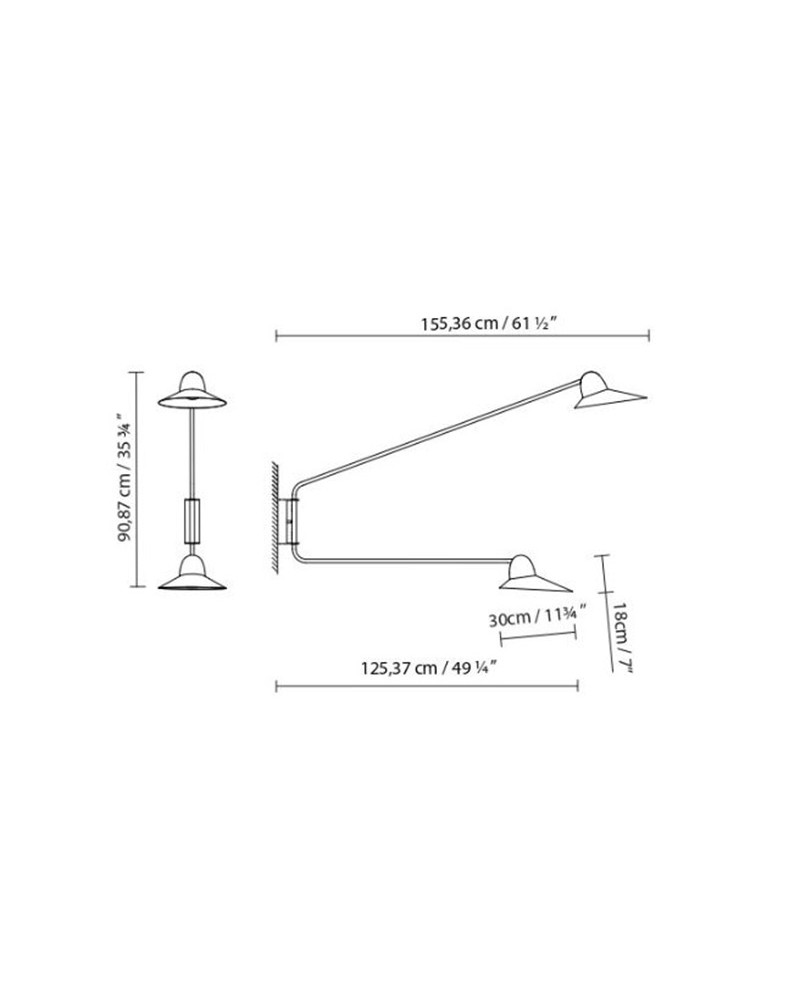Wall light with two arms SPEERS ARM LED 2x9W 2700K with two light heads