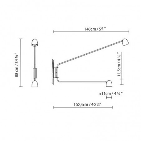 Wall light with two arms SPEERS ARM LED 2x9W 2700K with two light heads