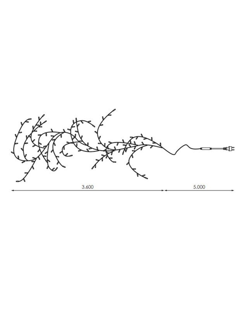 Guirnalda forma de rama 3,60m y 288 LEDs luz fría IP44