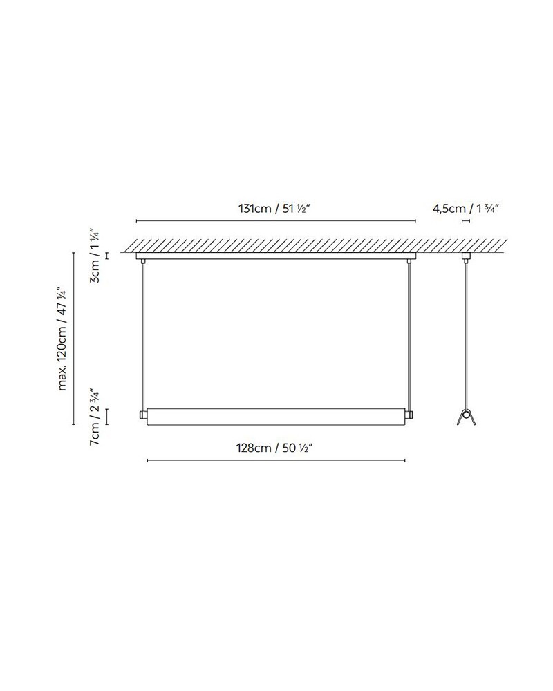 Lámpara de techo 128cm ROOF LED S130 21W de aluminio y vidrio 2700K ...
