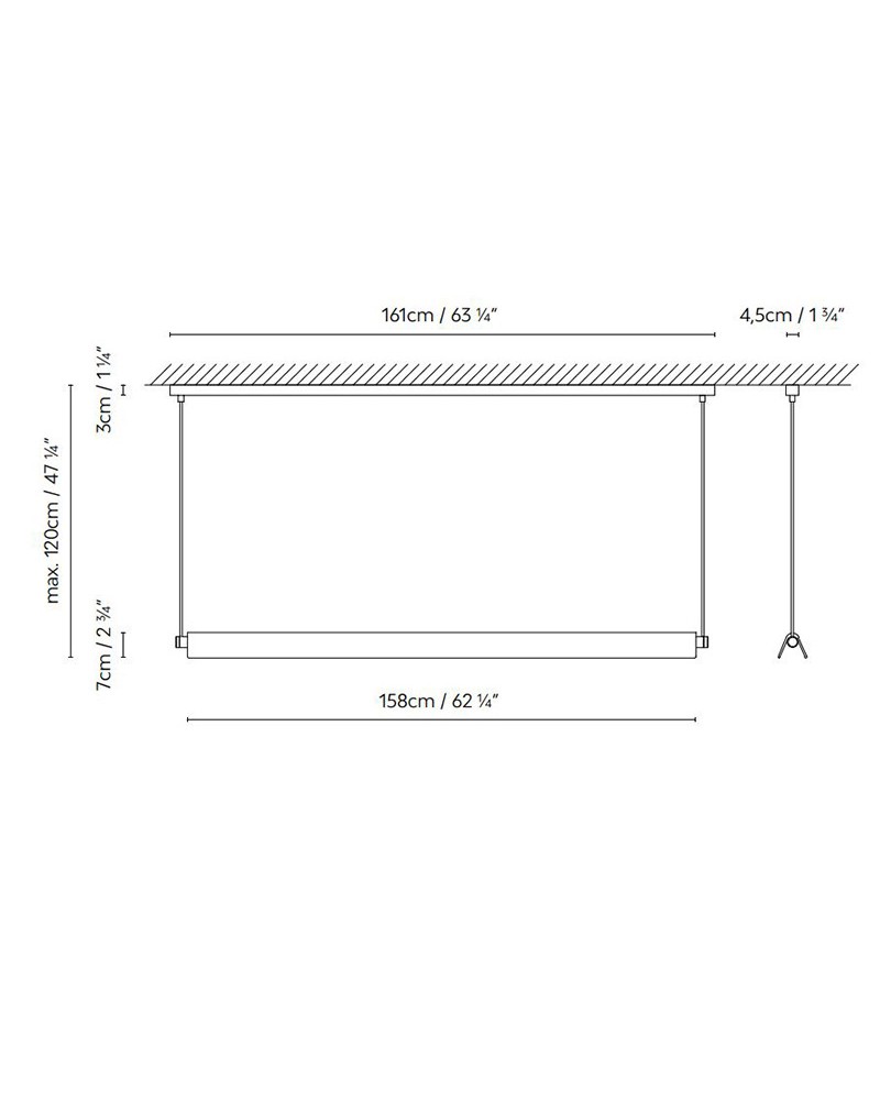 Ceiling lamp 158cm ROOF LED S160 27W aluminum and glass 2700K DIMMABLE DALI