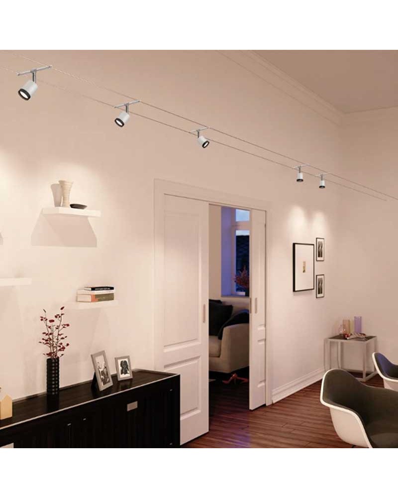 LED cable system 4x4W, RoundMac 230V / 12V DC matt white