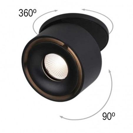 Recessed ceiling cylinder spotlight 7.8cm matte black finish LED 8W ...