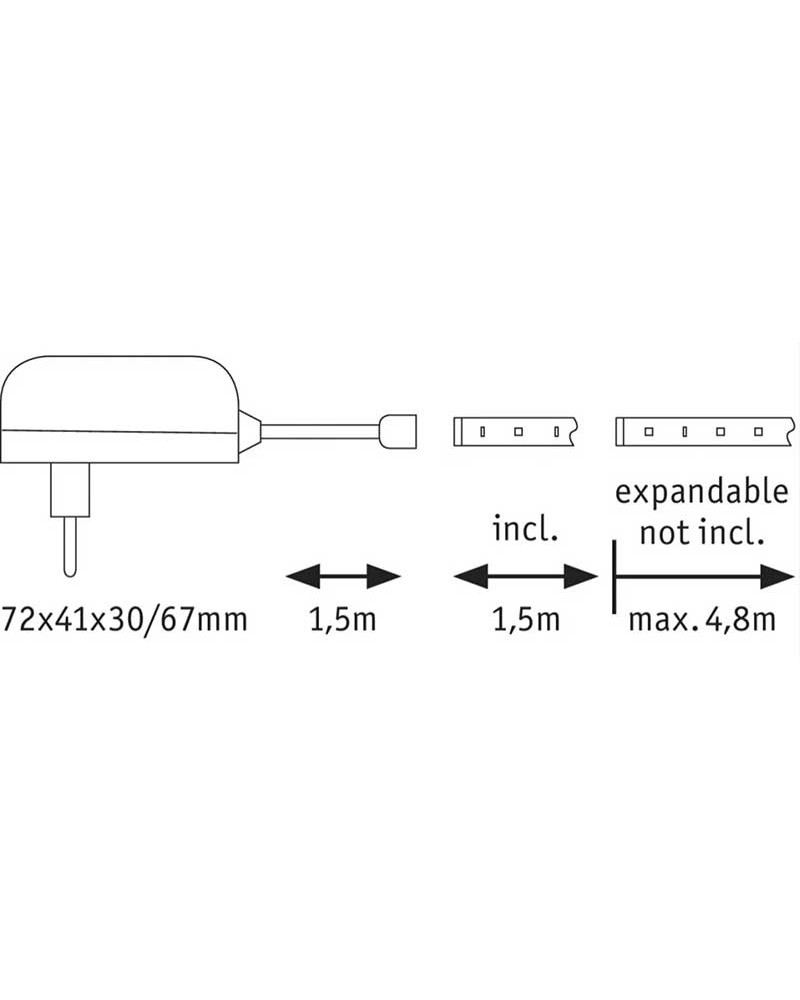 LED strip 1,50 meters 39 Leds per meter 4.5W 3000K 400Lm with 12V ...