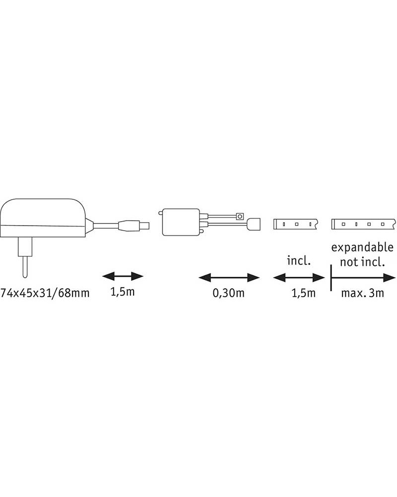 LED strip 1,50 meters 39 Leds per meter 10W 275Lm RGB with 18V transformer