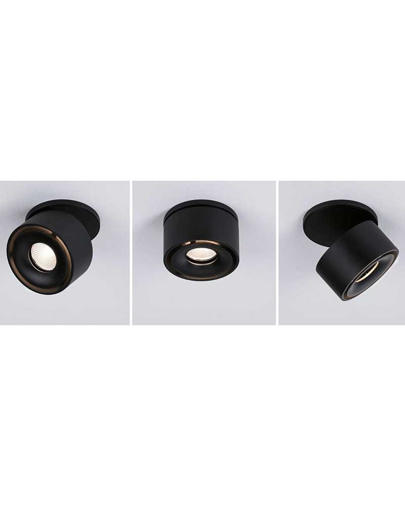 Recessed ceiling cylinder spotlight 7.8cm matte black finish LED 8W ...