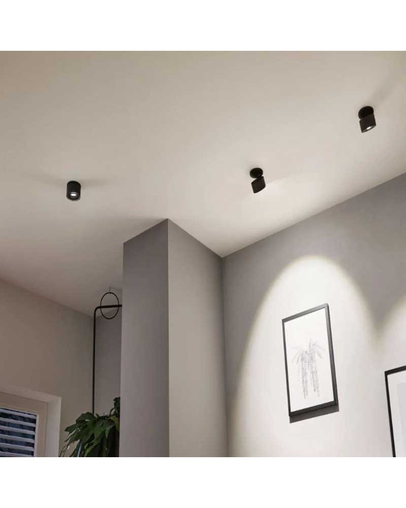 Recessed ceiling cylinder spotlight 7.8cm matte black finish LED 8W ...