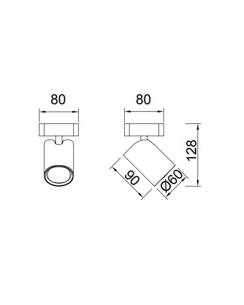 Ceiling spotlight 12.8cm black and gold finished aluminum GU10
