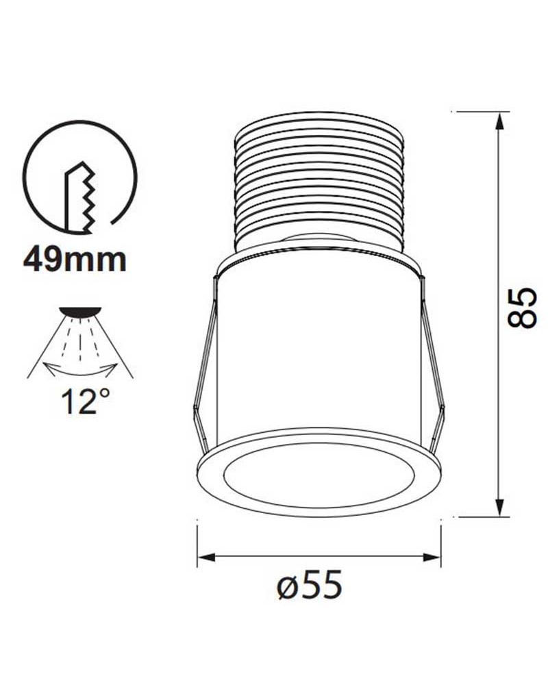 Recessed LED downlight 5W aluminum 4000K IP54